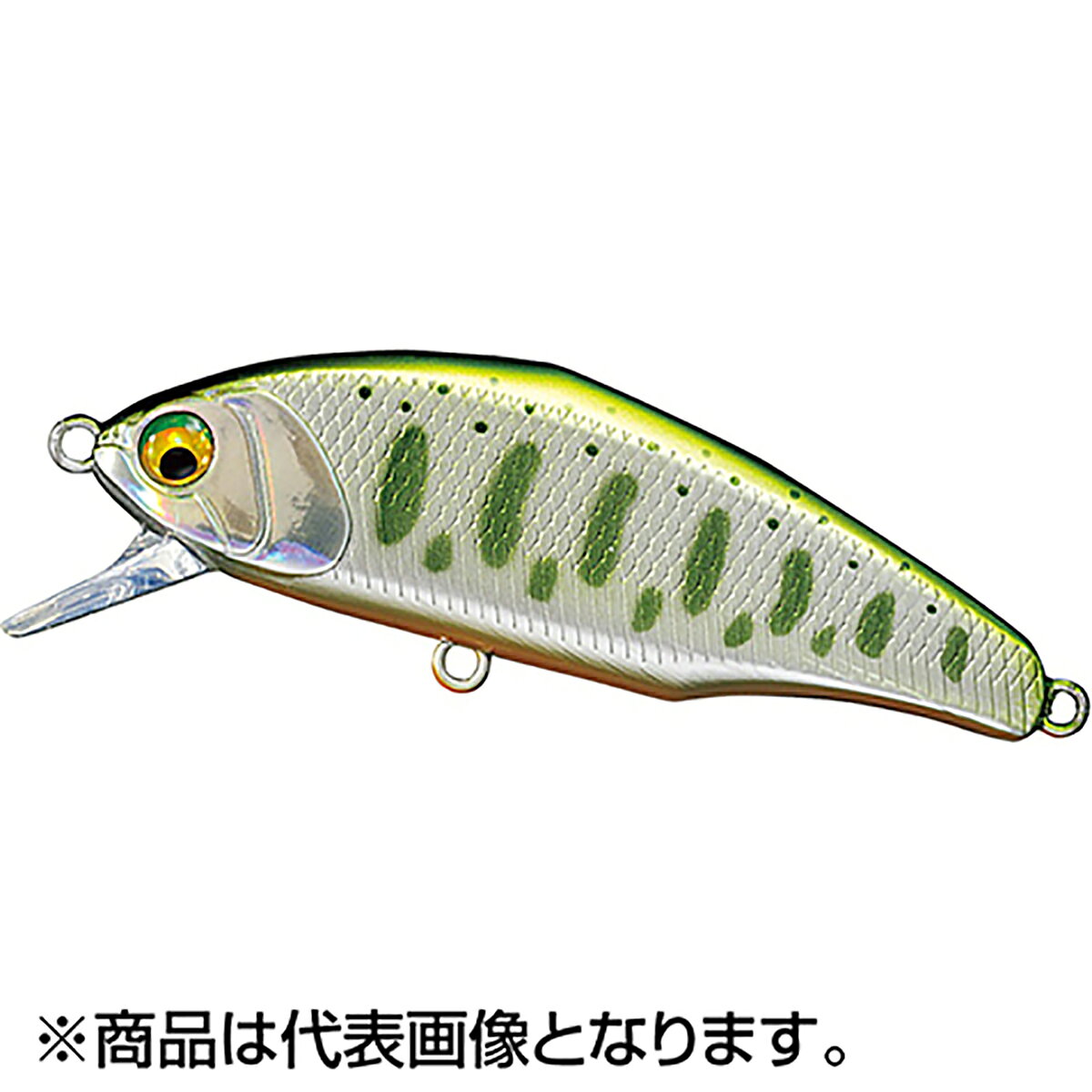 極薄フラットサイド ヘビーシンキングミノー★仕様・規格・寸法★カラー：18.グリーンヤマメLENGTH：44mmWEIGHT：4gTYPE：ヘビーシンキング固定式タングステンウェイト内蔵HOOK：D-コンタクトフック #12