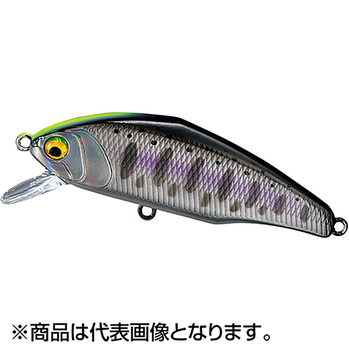 極薄フラットサイド ヘビーシンキングミノー★仕様・規格・寸法★カラー：20.クロギンチャートヤマメLENGTH：44mmWEIGHT：4gTYPE：ヘビーシンキング固定式タングステンウェイト内蔵HOOK：D-コンタクトフック #12