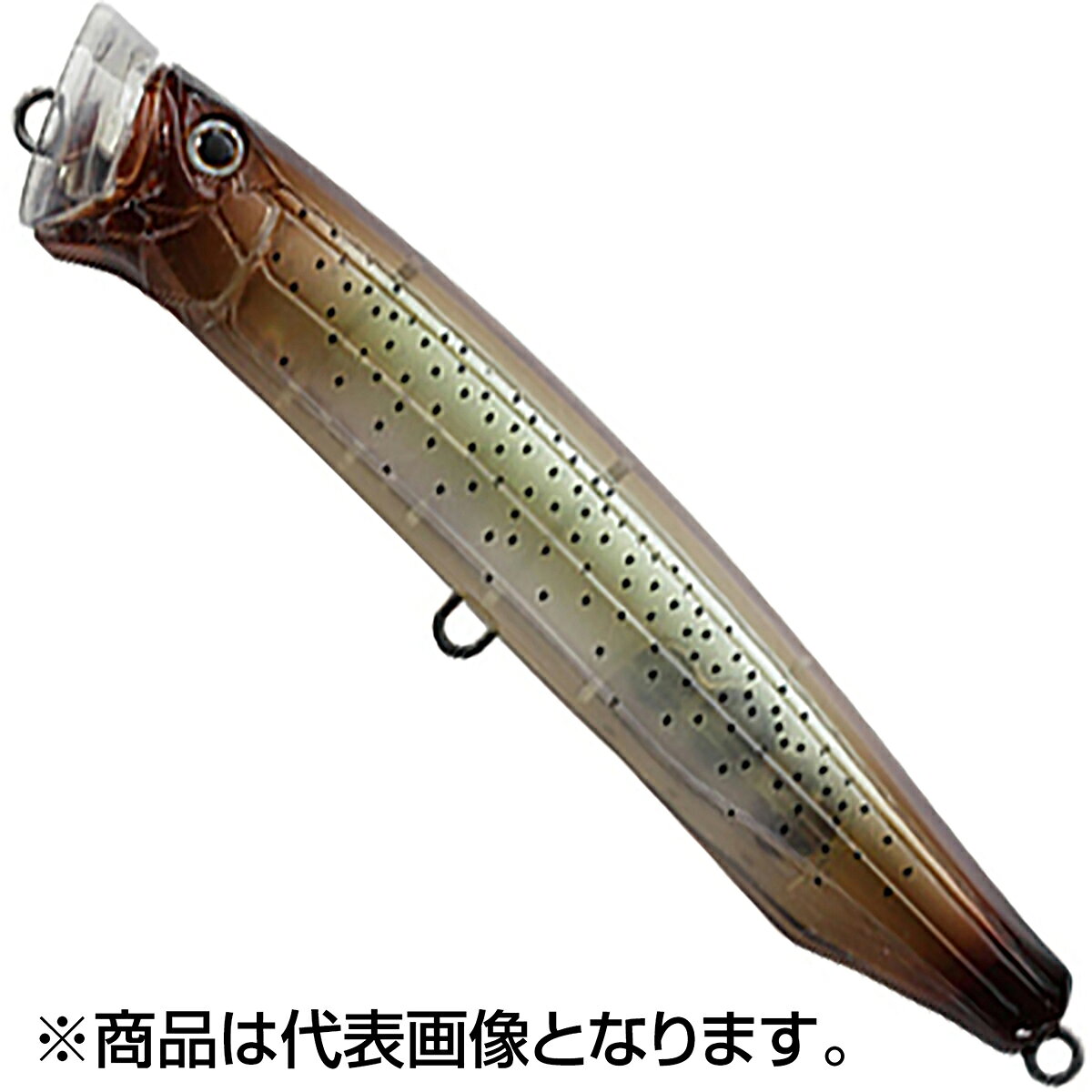 水面下、泡をまとってウォブリング。主なターゲットは、ヒラマサをはじめとするオフショアの青物。連続したショートジャークで、水面直下を、泡をまとってウォブリングで泳ぎます。テール部分 にウェイトを集中させ、浮き姿勢はほぼ垂直。連続ジャーク後の僅...