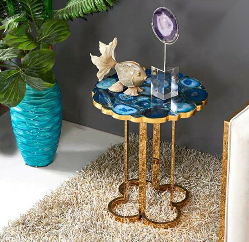 高級メノウ瑪瑙ソファアテーブル　アゲートテーブル コーヒーテーブル サイドテーブルテーブル【商品詳細】●状態：新品未使用●サイズ：幅50x高さ60 (CM)●材質：金属丶瑪瑙、ラッカー塗装 丶他※こちらは天然の大理石の為、一つ一つ、石目が微...