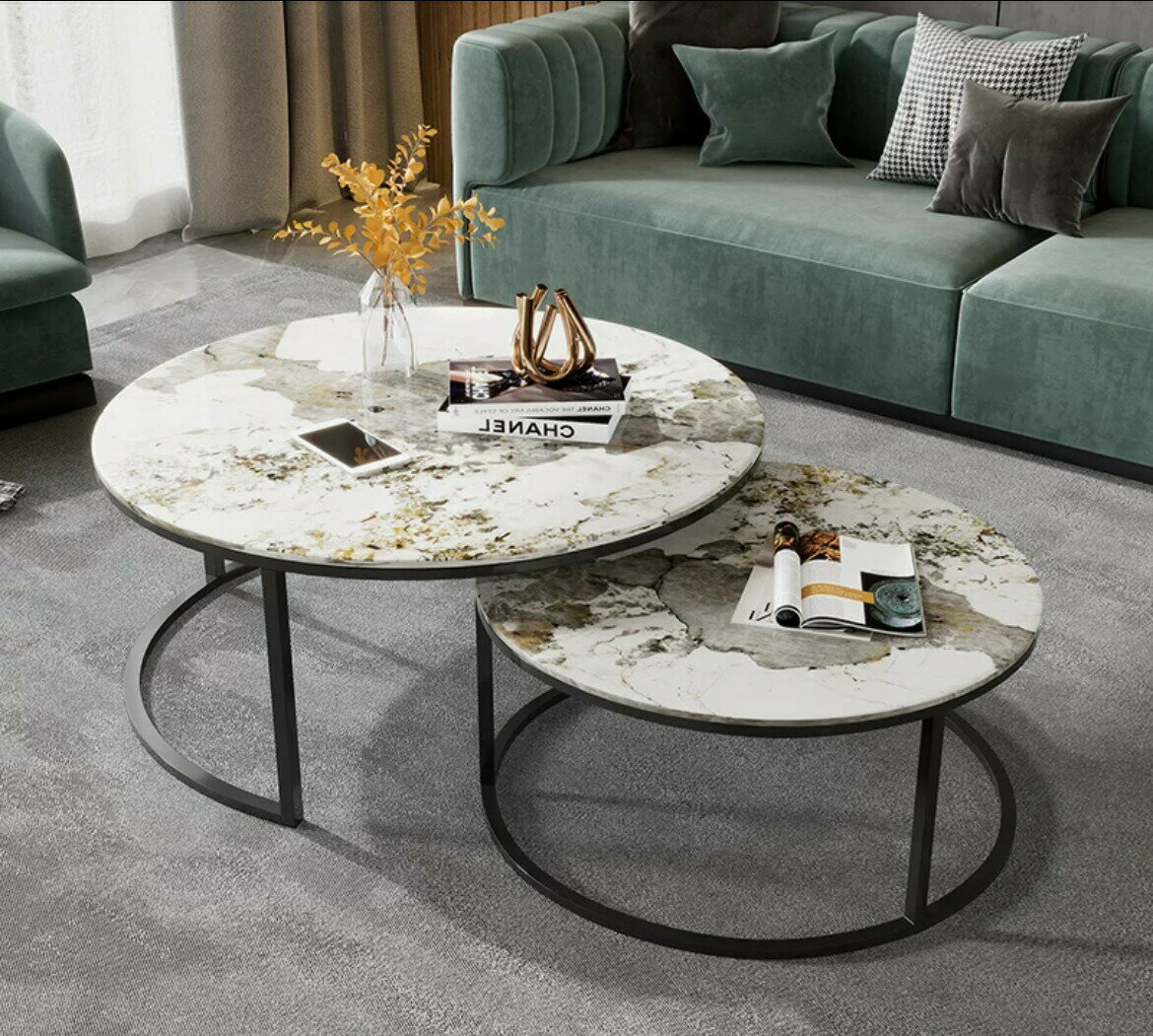 高級寝室用テーブル 人造大理石ローテーブル リビングテーブル センターテーブル サイドテーブル 2点セットテーブル【商品仕様】本体寸法：1:幅80 x 高さ45（cm）2:幅60 x 高さ40（cm）商品状態：新品カラー：写真通り材質：人造...