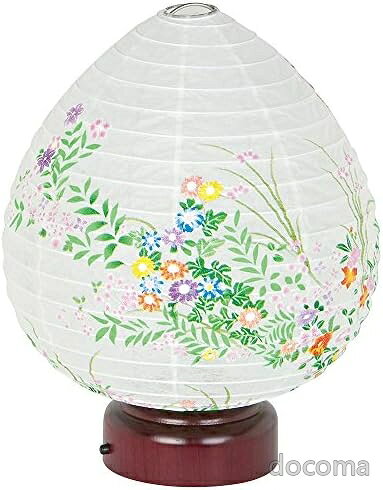 商品の特徴・寸法：高さ20cm×巾16cm／材質：天然木／火袋：和紙張(小花ちらし)／電装：LED電池灯(プッシュ式スイッチ付 単3電池2個)、アルカリ電池で約150時間連続点灯可能／備考：テスト用単3アルカリ電池2個付、化粧紙箱入り(箱寸...