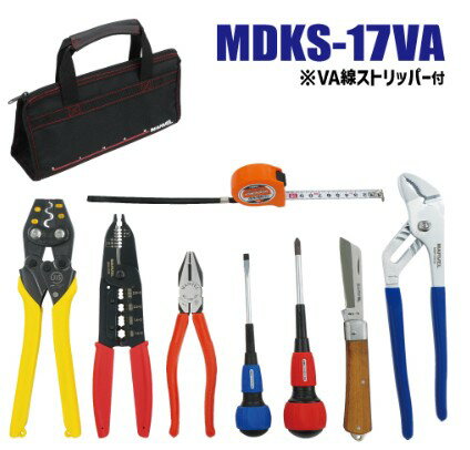 ■セット内容 ・MH-17S　圧着工具 ・MVA-1620　VA線ストリッパー ・+2-100　プラスドライバー ・-5.5-100　マイナスドライバー ・MWP-250N　ウォーターポンププライヤー ・MC-1050-175　ペンチ ・M...