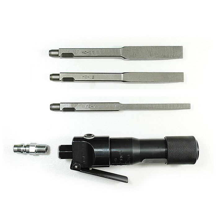 エビ コーキングチッパー CCM 【　仕様　】 ●空気消費量：130L/min●使用空気圧：0.5〜0.6MPa●全長：177mm●質量(g)：800●付属チゼル：MC7×2本、MC12×1本、MC15×1本 【　特長　】 ●ビル補修・解体...