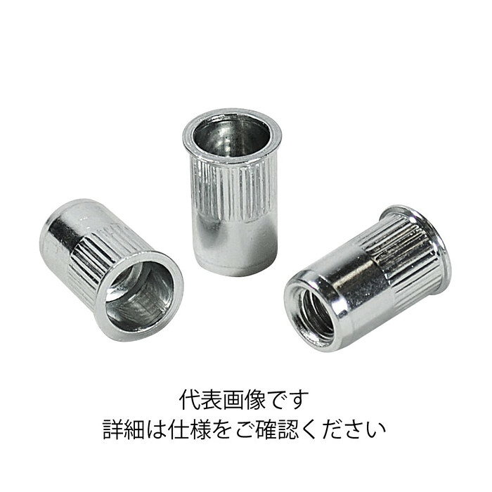 エビ ローレットナット 1000本入 NSK8MR 【　仕様　】 ●形状：スモールフランジ●適合ネジ：M8×1.25●かしめ板厚：1.0〜4.0mm●下穴径：φ11.1mm●せん断強度(kN)：15.7●トルク強度(N・m)：34.3●全長...