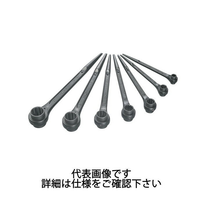 片口ラチェットレンチ(強力型) 対辺17mm RH17 【　特長　】●正逆は表裏を反転持ち換えて使用●ソケットのギヤピッチが粗く早い締付けが可能●注油にて使用●カチオン電着塗装で防錆効果抜群●安全ロープ取付穴を設けています 【 仕　様 】●...