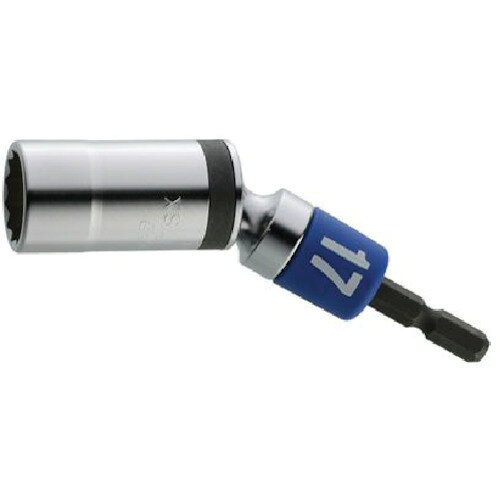 電動ドリル用アルファユニバーサル鳶・足場クランプ用 EUS-17SX 【　特長　】 ■首振り角度30°、壁際での作業も楽々 ■高架橋・橋の補修作業等で使われる吊り足場設置時に最適 【　サイズ　】 ・対辺寸法：17 mm ・首振り角度：30°...