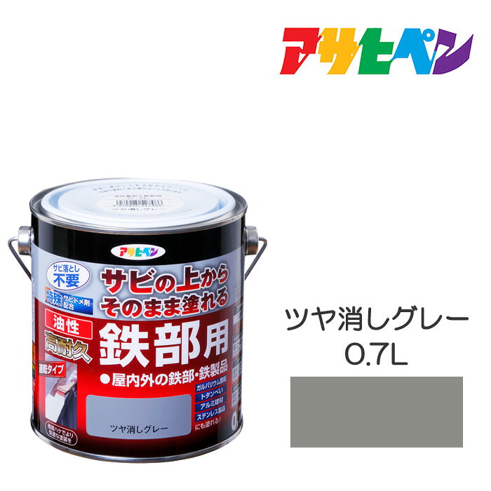 サビの上からそのまま塗れる、サビドメ兼用の鉄部用塗料 【特長】 ●サビの上から直接塗れる、サビドメ兼用の高耐久鉄部用塗料です。 ※ポロポロと取れるようなサビは取り除く必要があります。 ●1回塗りで仕上がりますので作業性が抜群です。 ●特殊強...