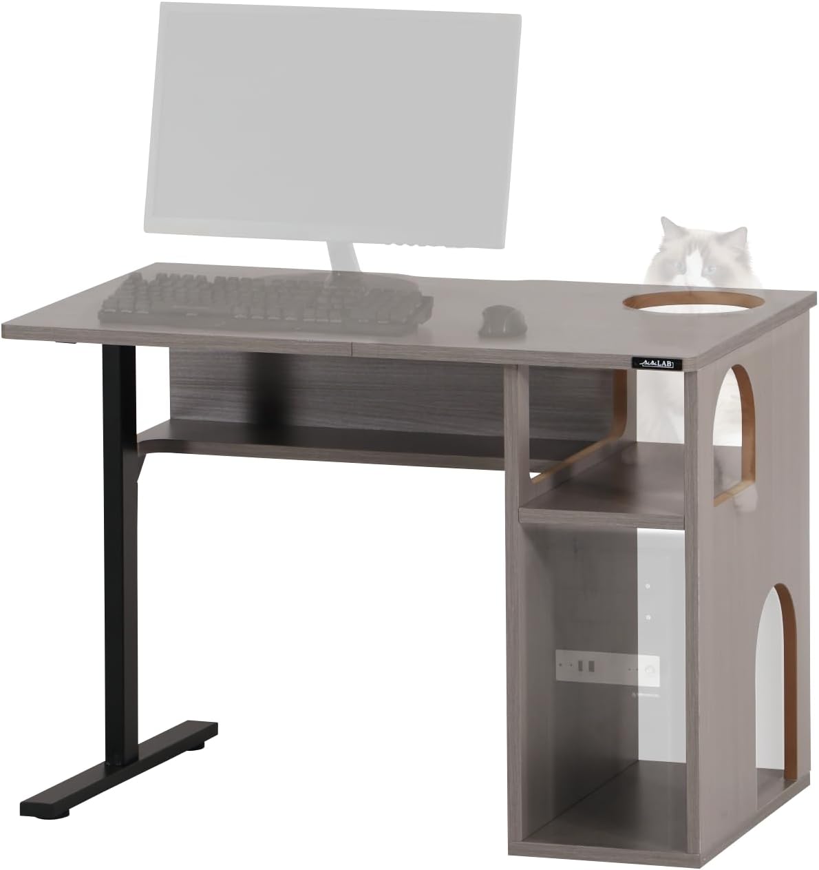作業中も猫といっしょ。猫がくつろげる＆遊べる4つ機能を搭載したキャットハウス一体型パソコンデスク ●いつでも猫といっしょに過ごせる！機能(1)2階建て猫ハウス デスク下に猫の駐在スペースを確保。 作業デスクが、愛猫をいつも近くに感じられる癒...