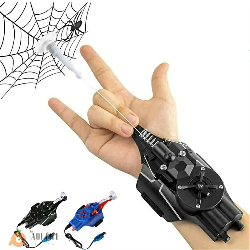 ウェブシューター ロープランチャー ワイヤーランチャー USB充電式 Web Shootersスパイダーマン吐糸送信機蜘蛛糸吐糸手袋子供ブラックテクノロジーおもちゃ噴射器は、子供たちがヒーローのように感じられる革新的なおもちゃです。 この製...