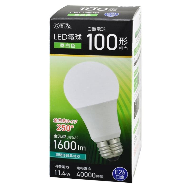 オーム(OHM)オーム電機 LED電球 E26 100形相当 昼白色 LDA11N-G AG59 06-5461【 特 長 】　全光束1600ルーメン、白熱電球100形相当の明るさ　光の広がり約250°の全方向タイプ 　密閉形器具対応　省エ...