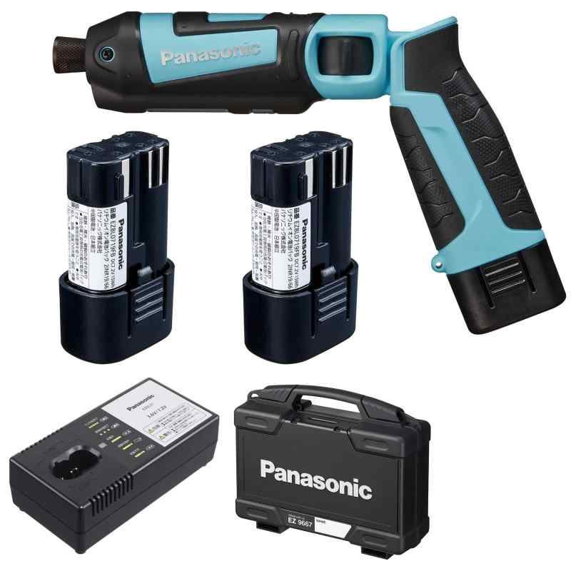 パナソニック 充電スティックインパクトドライバー 7.2V (1.9Ah電池パック×2個/充電器/ケース付)トルク25N・m ワイド・スポットLED搭載 EZ7521F07D-A ブルーセット内容:電池パック2個(7.2V1.9Ah)、ケー...