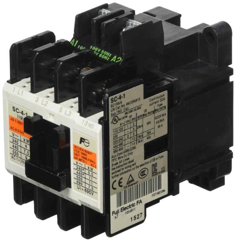 富士電機 標準形電磁接触器 ケースカバー無 SC-4-1 コイルAC100V 1A入数:1個品番:SC-4-1コイル定格電圧(V):AC100補助接点:1a定格容量(kW)三相かご形モータ(AC-3):(200-240V)4 (380-44...