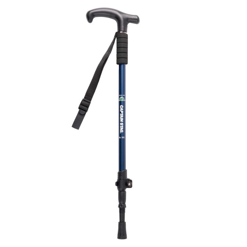 キャプテンスタッグ(CAPTAIN STAG) トレッキングポール トレッキングステッキ 3段 type2 レバー＆ピンロック式 T型グリップ プロテクター付き バスケット付き ネイビーブルー FEEL BOSCO UM-2336使用サイズ...