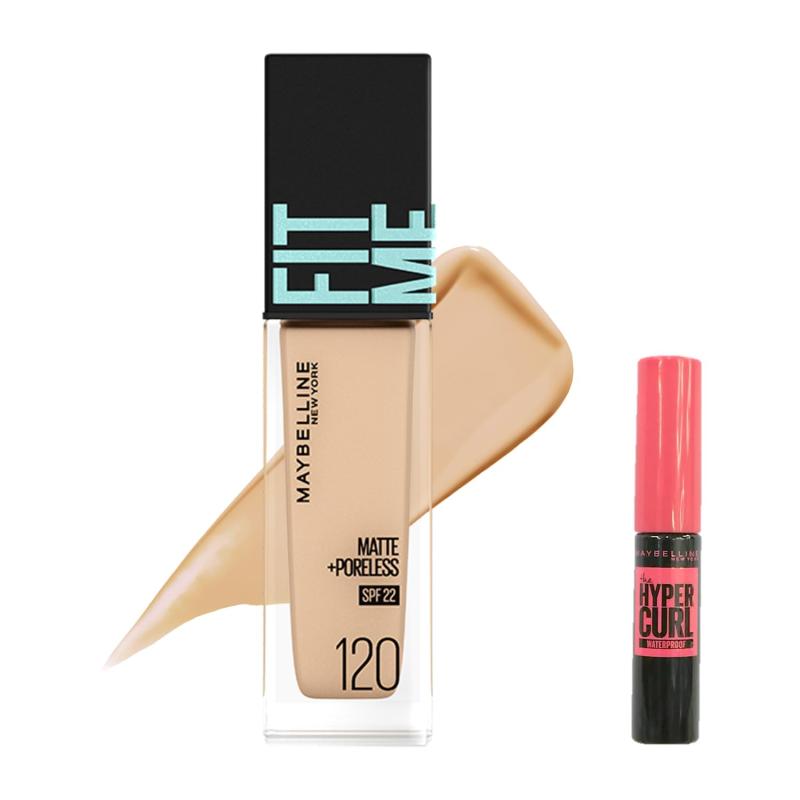 MAYBELLINE(メイベリン) ファンデーション フィットミー リキッド ファンデーションR 120＋ハイパーカールミニ付き夜まで続く、キレイな素肌感。普通〜脂性肌に。崩れにくいのに軽い付け心地。毛穴・色ムラをナチュラルにカバー。テカら...