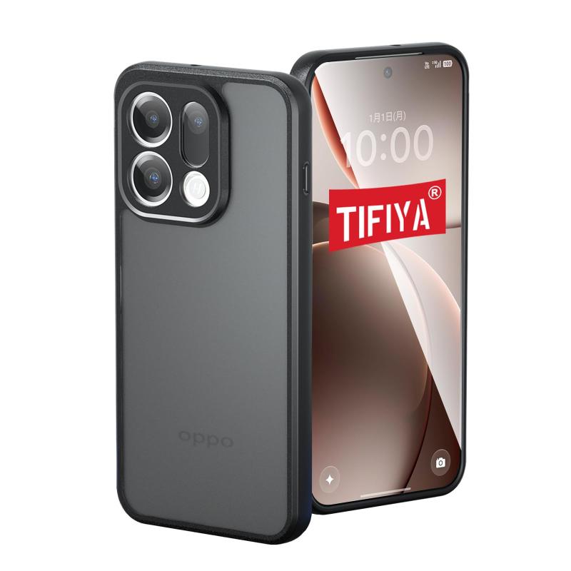【TIFIYA】For OPPO Find X9 用 ケース 米軍MIL規格 TPU+PC素材 指紋防止 耐衝撃 find x9 ケース 黄変防止 落下防止 耐久性 軽量 oppo find x9 保護カバー 半透明（ブラック）【対応機種】...
