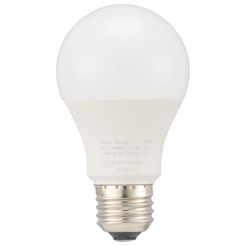 オーム(OHM) LED電球 E26 40形相当 動体・明暗センサー付 昼光色｜オーム電機 LDA4D-G-MW 06-5582【 特 長 】　 周囲が暗いとき人が近づくと点灯　 人の動きがなくなると約2分後に自動消灯　 人や物の動きを検知...