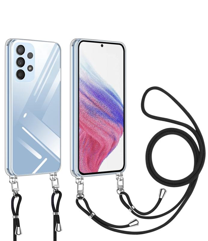 Galaxy A53 用 ケース クリア ショルダー Galaxy a53 SC-53C SCG15 用 スマホケース ギャラクシーA53 カバー 肩掛け 斜めかけ 縄掛け 透明 PC+ TPU ストラップ付き 携帯ケース 薄型 軽量 耐衝...