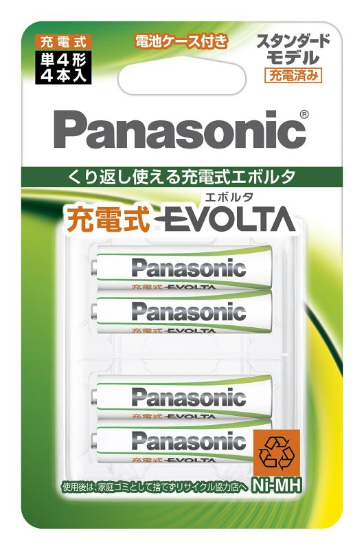 パナソニック 充電式エボルタ 単4形充電池 4本パック スタンダードモデル BK-4MLE/4BC サイズ:単4形入り数:4本入り電池容量:min.780 mAh電池ケース