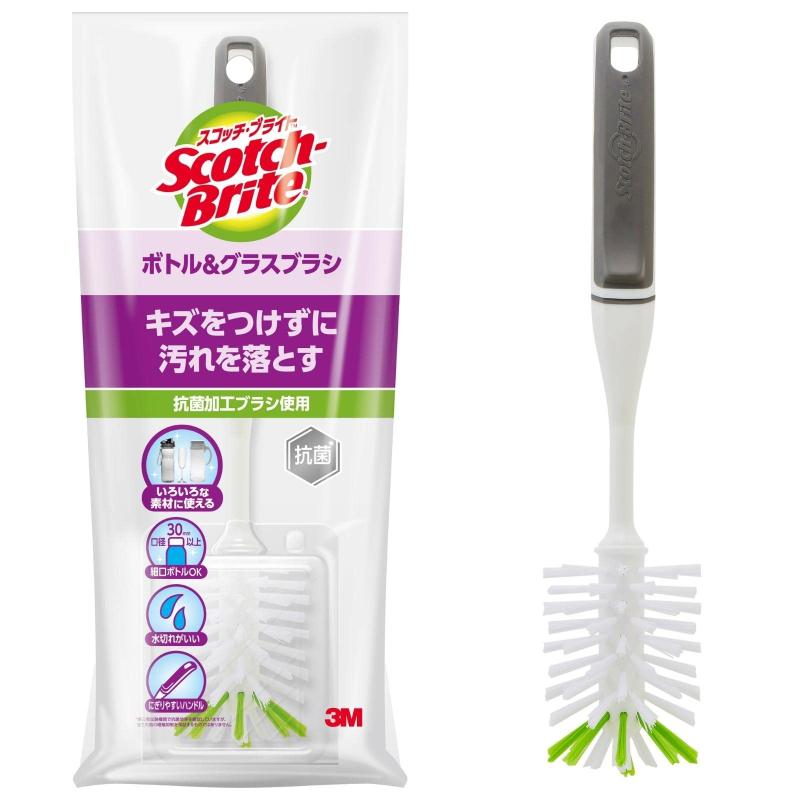 スリーエム(3M) スコッチブライト ボトル グラス 洗い ブラシ 水筒 キズつけない 抗菌 K-503Jボトル&amp;グラスブラシ：1本用途：ボトル、深めのグラス、哺乳瓶(ガラスのみ)、花瓶などの洗浄口の狭いボトル(内径30mm未満)に...
