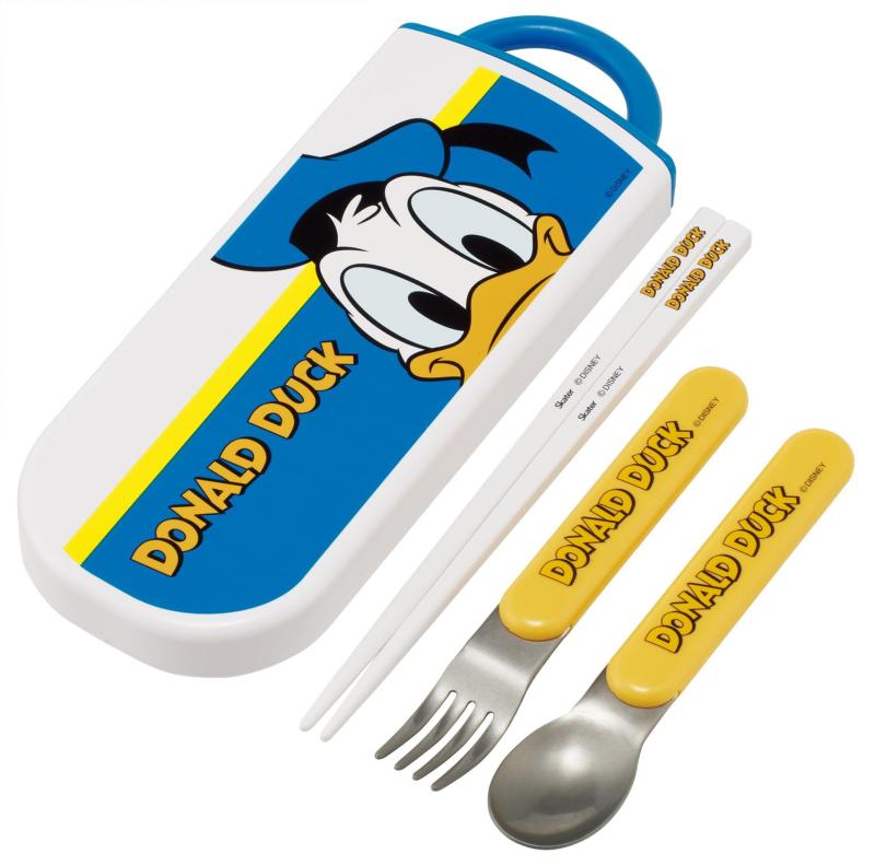 スケーター(Skater) カトラリーセット 子供用 お弁当 箸 スプーン フォーク 日本製 スライド式 名前シール付 抗菌 トリオセット ディズニー ドナルドダック 男の子 女の子 TACC2AG-Aサイズ：横19.8×縦7.6×高1.7...