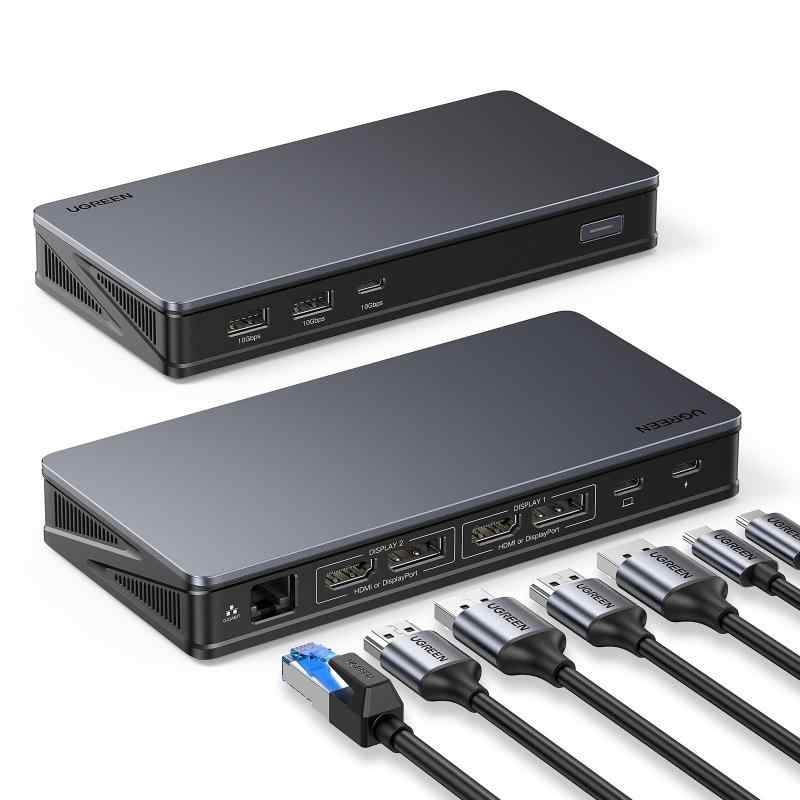 UGREEN Revodok Pro 209 ドッキングステーション USB-Cハブ 10 Gbps高速データ転送 4K@60Hz 2*HDMI+2*DP 1Gbpsイーサネット RJ45+【PD 100W】 急速充電ポート MacBook...