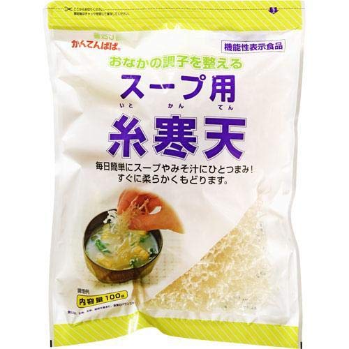 商品情報商品の説明商品紹介 「おなかの調子を整える」機能性表示食品。衛生的な工場で製造された寒天ですので、ゴミ、不純物がなく安心してお召し上がりいただけます。寒天は約80％が食物繊維です。そのまま味噌汁やスープの浮き身として、水でもどしてサ...