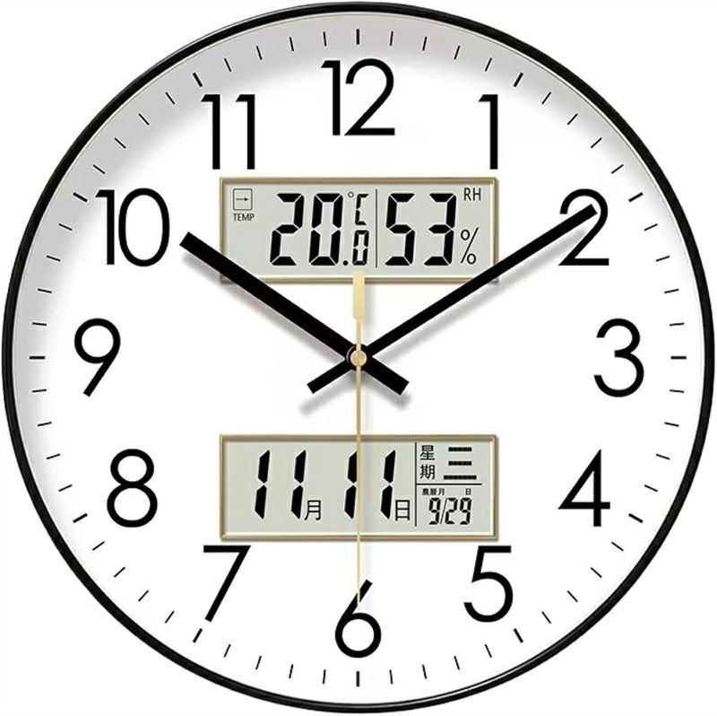 壁掛け時計サイズ:直径25/30/35 重量:1kg 電源:5号電池2個(電池別売) 機能:連続秒針 温度計(-20~45℃) 湿度計(0~99%) カレンダー表示(2099年12月31日まで) ユニバーサルデザインフォント使用 【壊れにく...