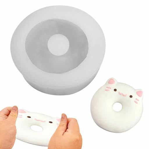 【かわいい形】かわいい猫のドーナッツ形に特別に設計されており、自分でかわいいスクイーズ玩具を簡単に作ることができます。自分用ても、贈り物としても最適です。 【DIY】モールドの中に好きな色、ラメパウダーなどを入れることができます。色を変えた...