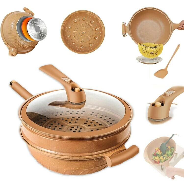 【仕様】蒸篭なし 蒸篭付き生産国：中国【この商品について】【良質陶土】陶土くっつかないフライパンは良質の陶土で作られており、硬度が高く、腐食に強く、均一に加熱されるため、蒸篭 と蒸篭 炒めヘラが無料で付いてきます。油を使わず、こびりつかない...