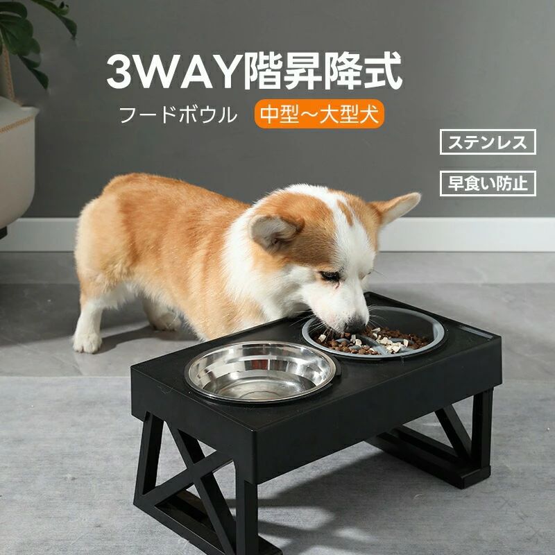 .ペットフードスタンド は 昇降式 フードボウル と 食器台 を 備え ており 中型犬 や 大型犬 用 に 最適 です。 高さ調節可能 で 関節負担 を 軽減し 折り畳み式 で 収納 も 便利。 早食い防止 機能 と 水飲みボウル 付き で...
