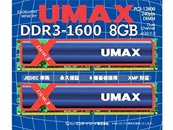 (中古品)UMAX U-MAX デスクトップ用メモリー DDR3-1600 8GB(4GBx2) (DCDDR3-8GB-1600OC)【メーカー名】UMAX Technologies【メーカー型番】DCDDR3-8GB-1600OC【ブラ...