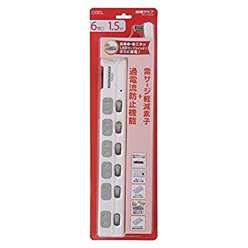 (中古品)雷ガード＆ブレーカー LED個別スイッチ付き 節電タップ 6個口 1.5m HS-T1955W【メーカー名】オーム電機【メーカー型番】HS-T1955W【ブランド名】オーム電機【商品説明】雷ガード＆ブレーカー LED個別スイッチ付...