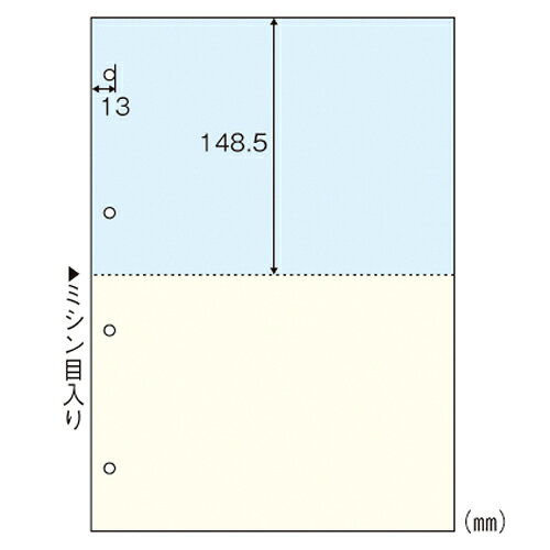 ●色で区別しやすく、伝票の整理がしやすい。●レーザー、インクジェット、コピー機などで出力OK。●業務に合わせて、さまざまな専用伝票が作れます。●入数：2400枚●規格：A4判2面カラー●1片寸法：横210×縦148.5mm●穴数：4穴●穴間...