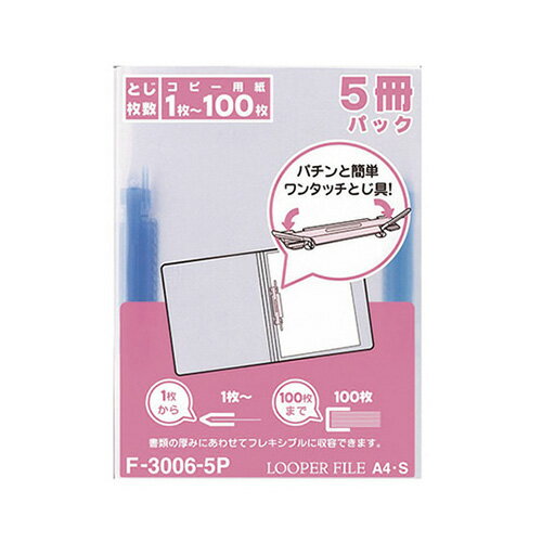 ●簡単操作でしっかりとまるスリムタイプの2穴ファイル。●プレゼンテーションに最適。●5冊パックタイプ。●入数：5冊●本体サイズ(mm)：縦300×横225●背幅：6mm●適正収容：100枚●穴数：2穴●穴間隔：80mm●材質：表紙＝再生PP...