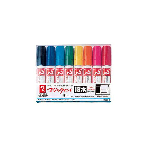 ※プラケース入り●宛名書きから、ポスター作成まで。●書き味多彩な油性の定番。●定番カラーをセットで。●入数：1セット●インク色：黒、赤、青、緑、黄、橙、空、桃●プラケース入り●JANコード：4902071521186※商品コード：00675