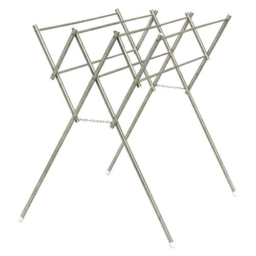 ●組み立て簡単でコンパクトに収納できる伸縮タイプ。●入数：1台●外寸：幅420〜695×奥650×高765mm●収納時寸法：幅420×奥95×高865mm●重量：1．43kg●耐荷重：全体3kg●材質：ステンレス、PP、塩化ビニル樹脂、AB...