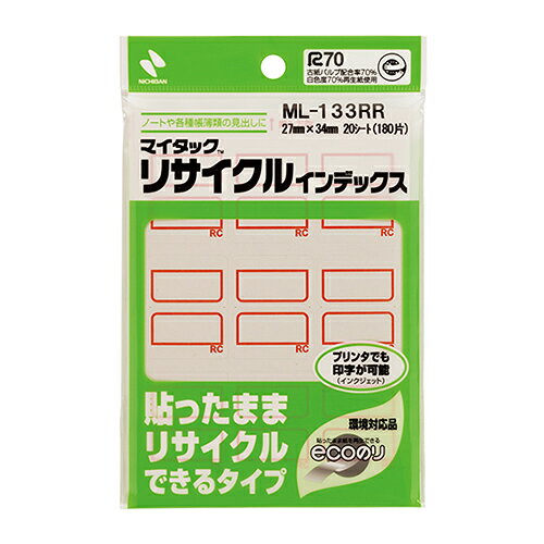 ●インクジェットプリンタで印刷できます。●入数：1P●1P入数(片)：20シート(180片)●ラベルサイズ：横34×縦27mm●白色度：70％●材質：ラベル＝古紙100％使用，はく離紙＝ノンポリラミ紙●JANコード：498716703739...