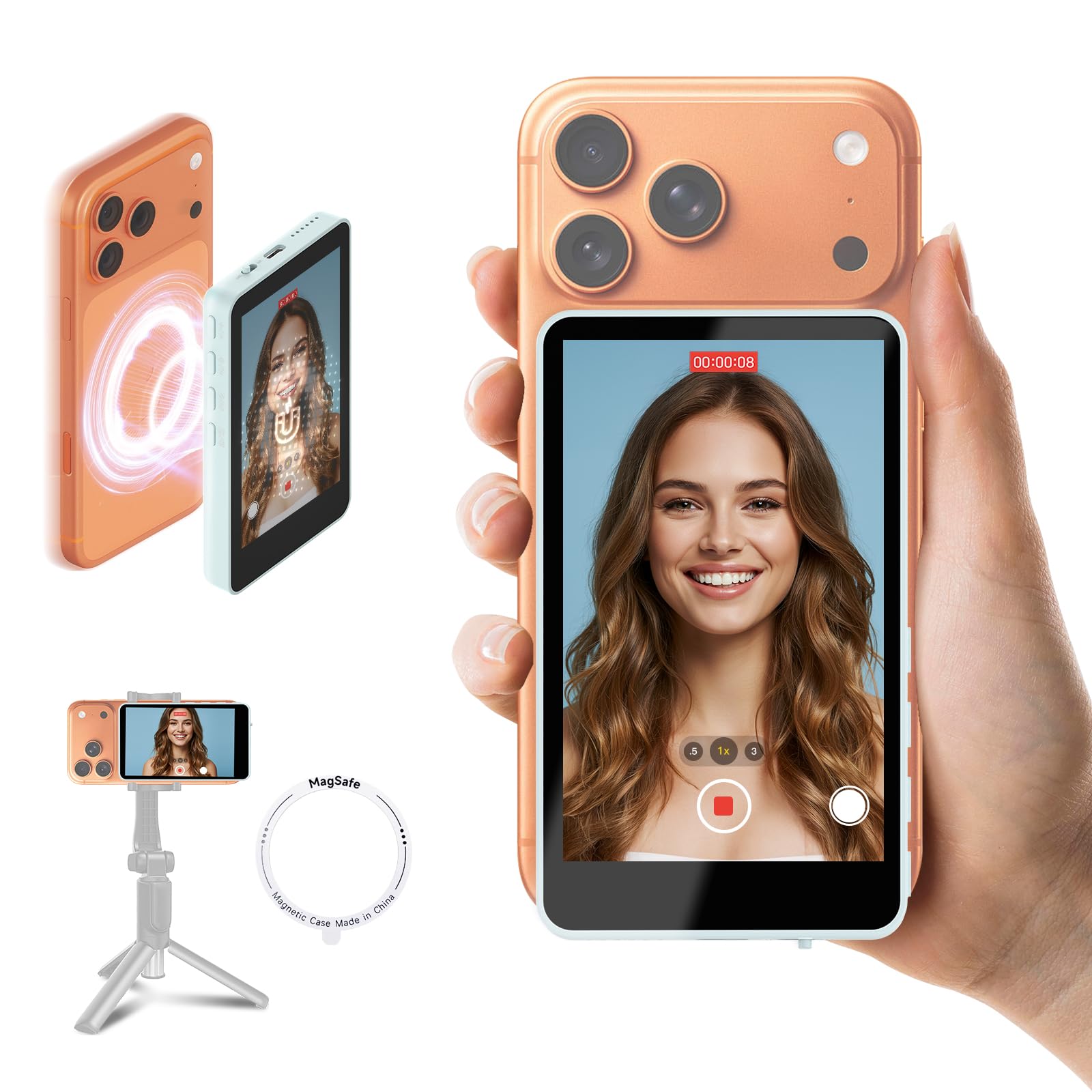 ・【ソロクリエイターのためのスマホミラーリングモニター】4Kミラーリングスクリーンで、フレーミング、フォーカス、そしてあらゆるショットの調整をすぐに行えます。ブイロガー、カメラマン、ひとりで活動するプロに最適です。アシスタント不要で、角度・...