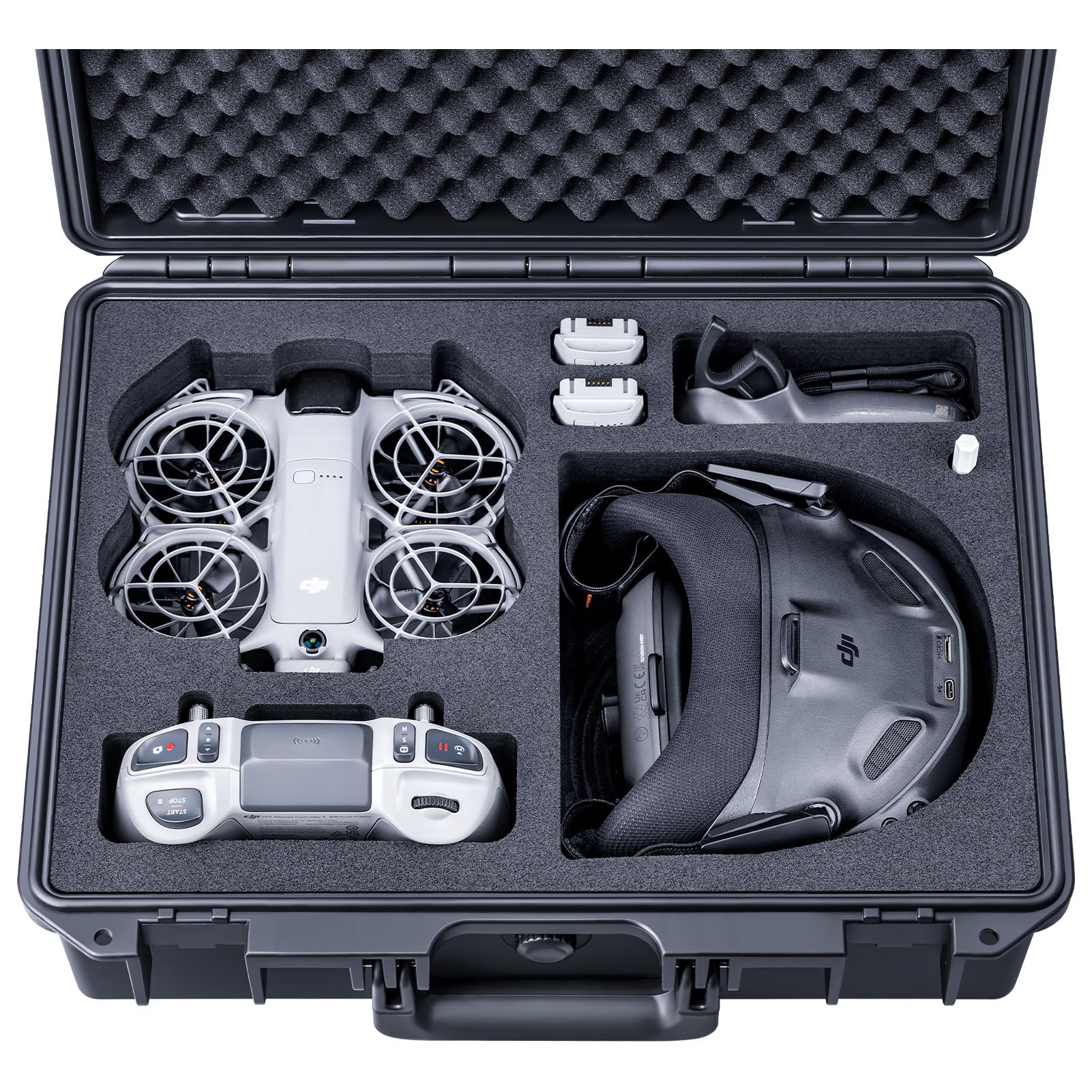 ・【対応機種】DJI Neo 2 本体、ゴーグルN3/3、RCモーション3、FPV送信機3、最大でバッテリー8個、充電器、充電ハブ、プロペラと他のComboのものを収納可能。・【内部保護性能】精密なCNC切削加工による裏地は特殊なEVA素材...