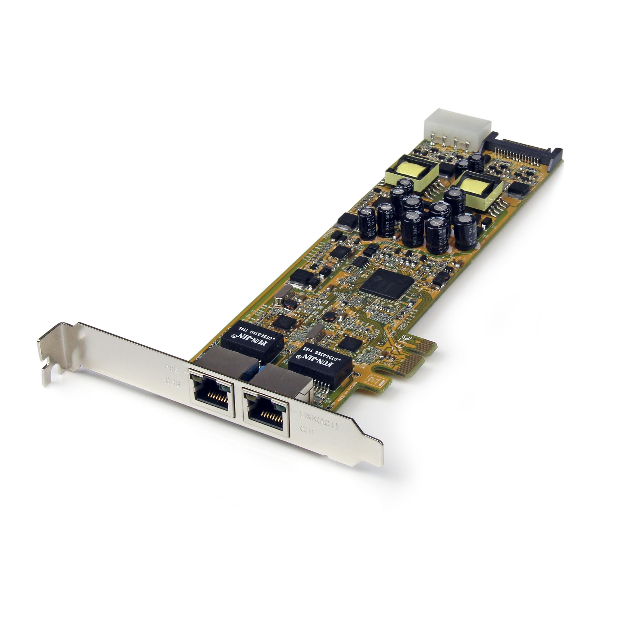 ・デュアル10/100/1000 Mbps PoE RJ45ポート・IEEE 802.3at (Type 1, 2) Power over Ethernet規格に対応・各ポートでデータ転送と最大25.5Wの電力に対応するPSE(給電装置)設...