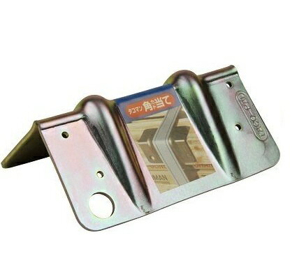 メーカータコマン株式会社型番TP-S仕様●1個/質量:0.55kg●寸法(mm）160×75×75×板厚3●表面処理：クロメートメッキ特長●荷物の角ををワイヤー等から守ります。●突起間は50mm。ベルトやワイヤーの横ずれを防ぎます。用途角当...