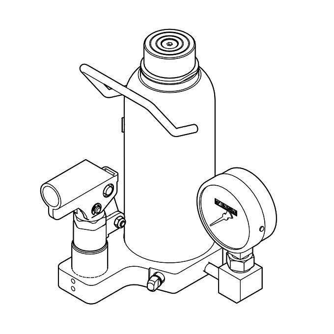 《仕様》●許容荷重：10ton●ストローク：130mm●本体高さ：252mm●ベース幅：100mm●ベース長さ：164mm●ヘッドキャップ径：50mm●付属品　・専用操作レバー(ロック機構2本繋ぎ)《特長》●圧力計付の油圧ダルマジャッキです...