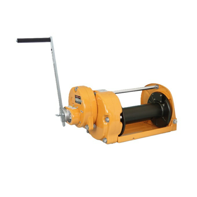 《仕様》●スチール製●無騒音式●ワイヤロープ引張力：29400N(3000kgf)φ12ワイヤロープ巻込3層目基準●ワイヤロープ収容量：φ12×35m (4層巻込み)●ハンドル長さ(有効最大)：370mm●自重(本体+ハンドル)：37.7k...