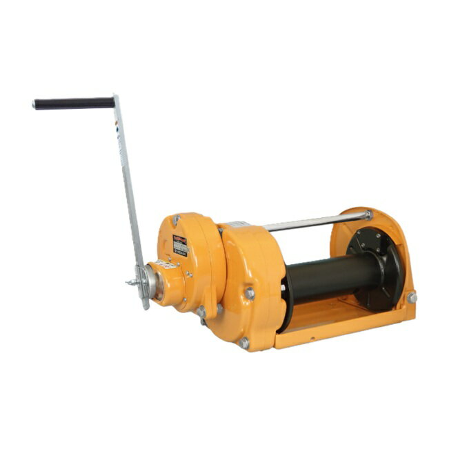 《仕様》●スチール製●ストッパー内臓式●ワイヤロープ引張力：29400N(3000kgf)φ12ワイヤロープ巻込3層目基準●ワイヤロープ収容量：φ12×35m (4層巻込み)●ハンドル長さ(有効最大)：370mm●自重(本体+ハンドル)：3...