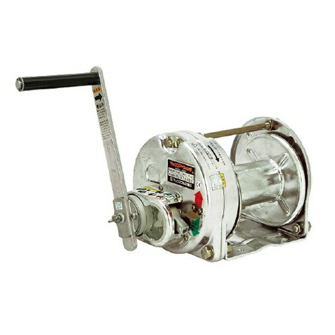 《仕様》●電解研磨加工●ワイヤロープ引張力：4900N(500kgf)φ6ワイヤロープ巻込5層目基準●ワイヤロープ収容量：φ6×40m (6層巻込み)●ハンドル長さ(有効最大)：250mm●自重(本体+ハンドル)：15.6kg※商品の詳細は...