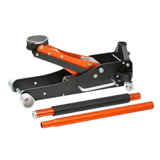 《仕様》●最大荷重：2トン●揚幅：83mm〜470mm●質量：19.0kg●本体サイズ：302(W)×650(L)×235(H)mm●ハンドル長：1200mm(2本連結時)《特長》●揚幅83〜470mm ローダウン車対応!●アルミ製で軽量●...