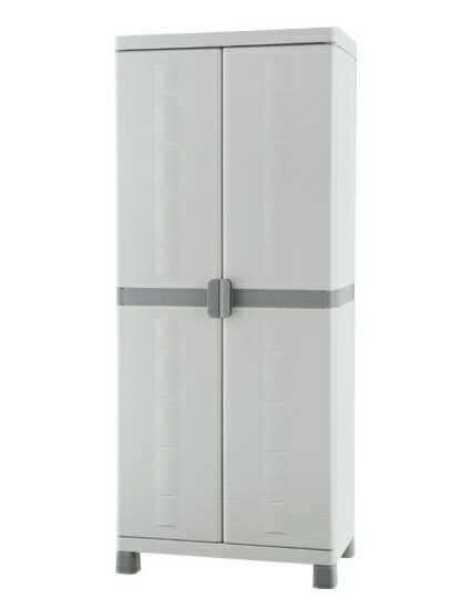 ※沖縄・離島への配送は、別途送料を申し受けます。《仕様》●サイズ：76.5×49×181Hcm●重量：23.7kg●材質：ポリプロピレン、他●組立式●ポケット2個付、Sフック3個付、棚板3枚付《特長》●サビないプラスチック製。●脚付きだから...