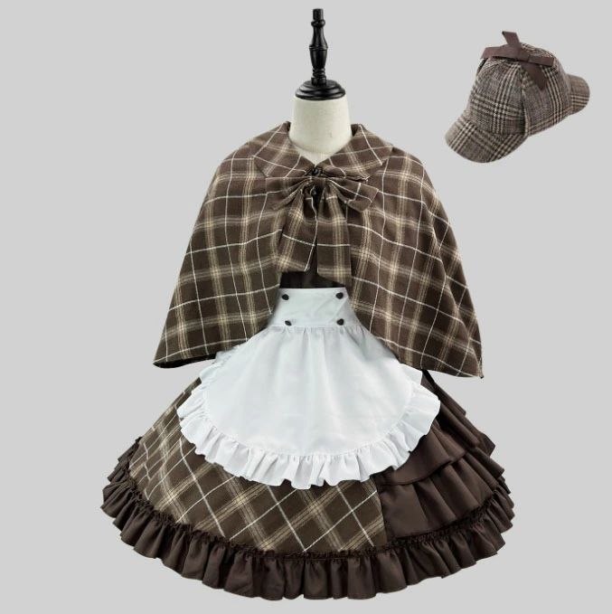 商品詳細 レディースメイド服　探偵コスプレ衣装 内容 衣装セット、帽子追加可 サイズ（cm） S：バスト82　ウエスト70　着丈約71　身長150-155　体重35-40KG M：バスト86　ウエスト74　着丈約73　身長153-160　体...