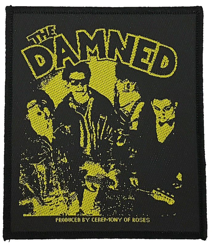 ダムド・THE DAMNED・YOUNG,HOT,LOUF AND STIFF・刺繍パッチ・ワッペン オフィシャル商品　正規ライセンス商品 ノリ無し、縫い付けタイプ 縦約 10cm　横約8.8cm ●ご注意：実物と色等が多少異なる場合があり...